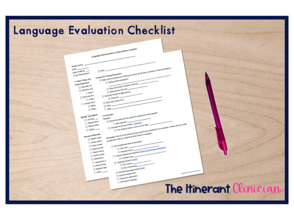 Speech Language Assessment Checklist: 10 Items to Include